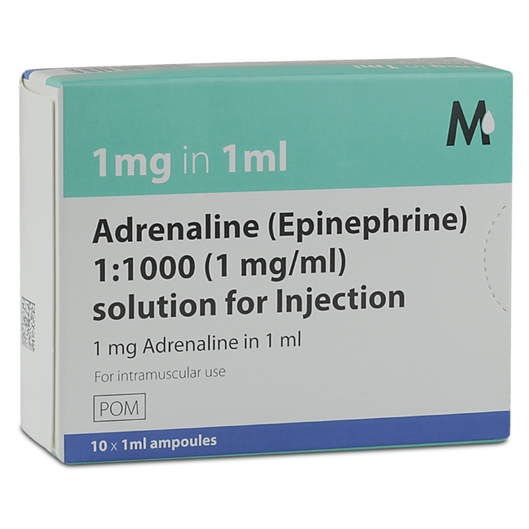 Adrenaline 1:1000 (1mg/ml) 10x1ml Ampoules - Euro Medical Care