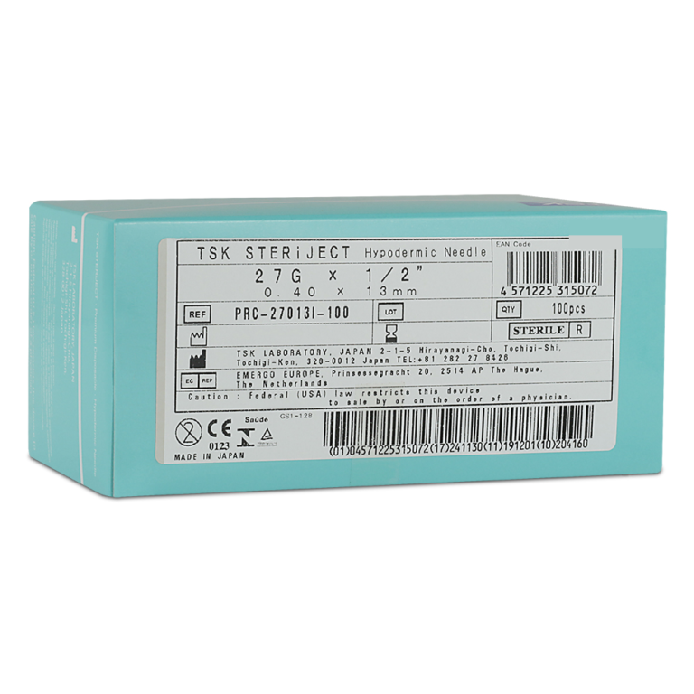 TSK Control Hub Needle 27G x 13mm (1/2") PRC-27013I - 1 BOX OF 100 ...