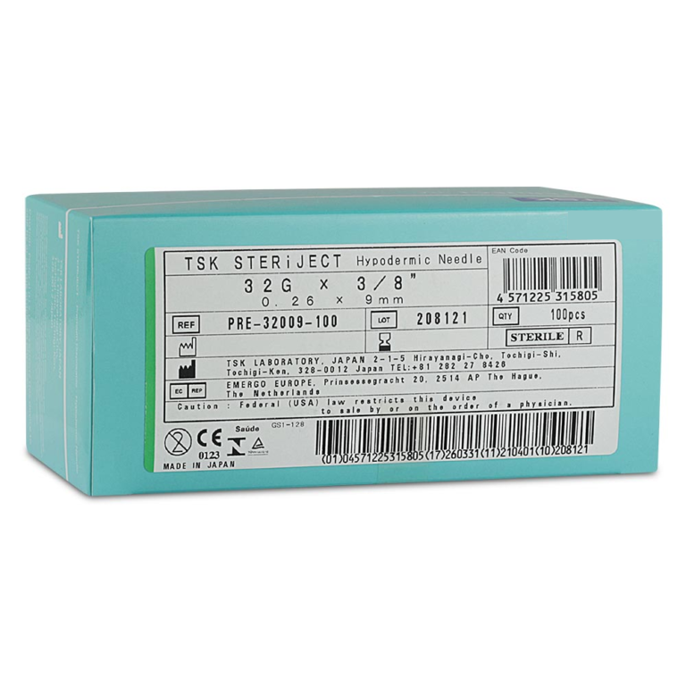 TSK Pre Regular Hub Needle 32G x 9mm (3/8") PRE-32009 1 BOX OF 100 - Euro Medical Care